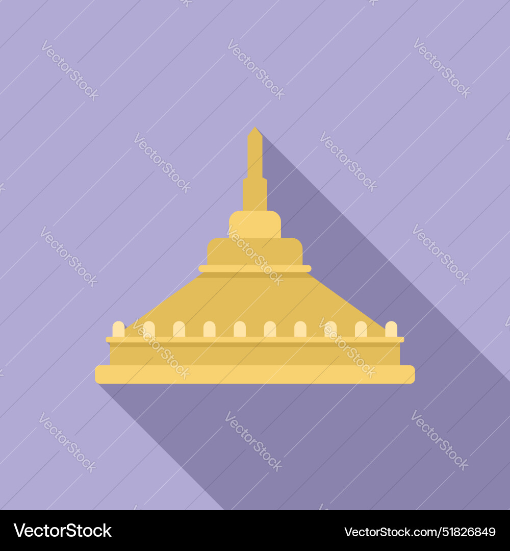 Large buddhist stupa with long shadow on purple Vector Image