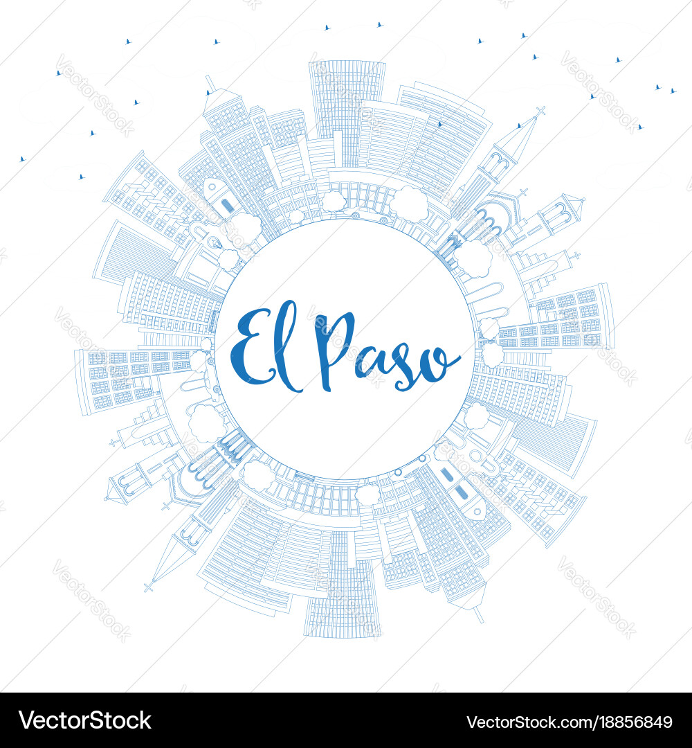Outline el paso skyline with blue buildings Vector Image