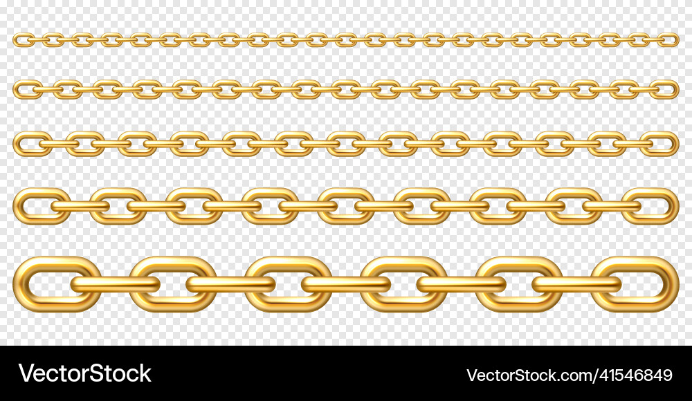 Realistic gold plated metal chain with golden Vector Image