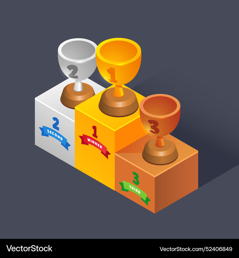 Realistic isometric podium rendering Royalty Free Vector
