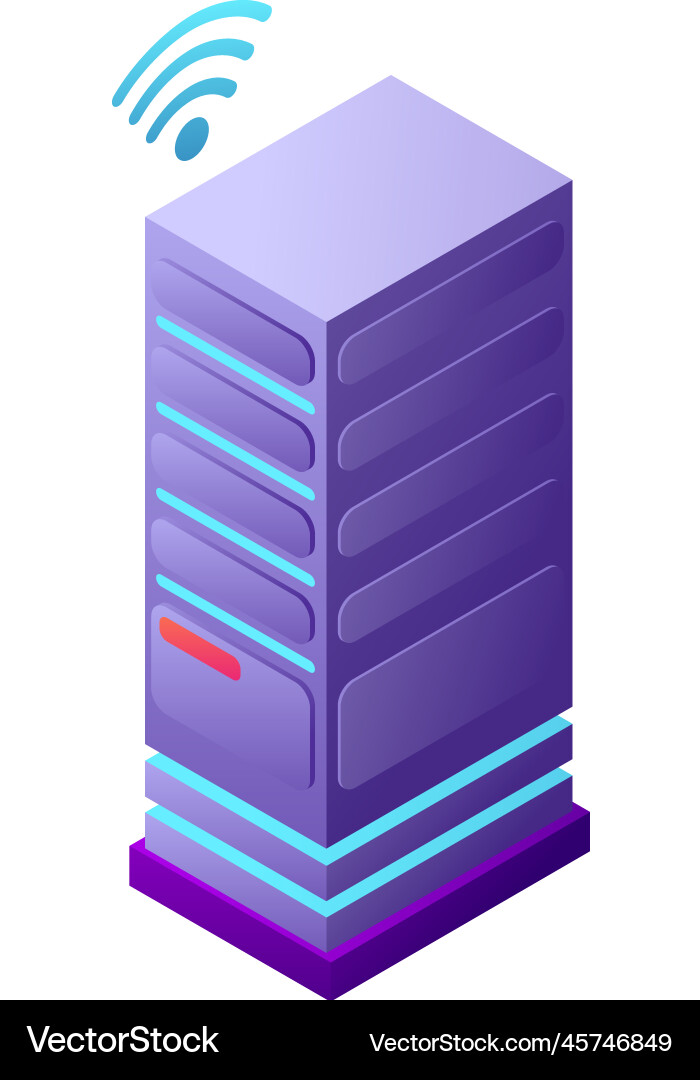 Wireless server rack composition Royalty Free Vector Image