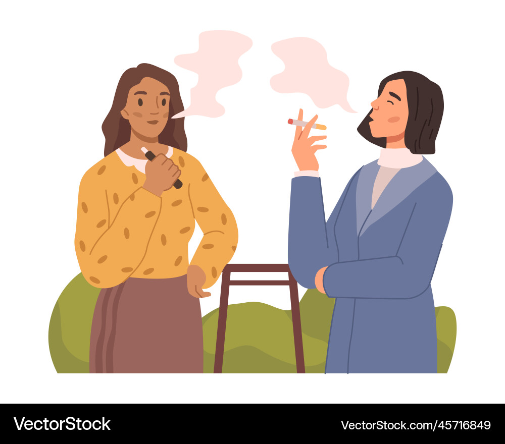 Women smoking outdoors and talking Royalty Free Vector Image