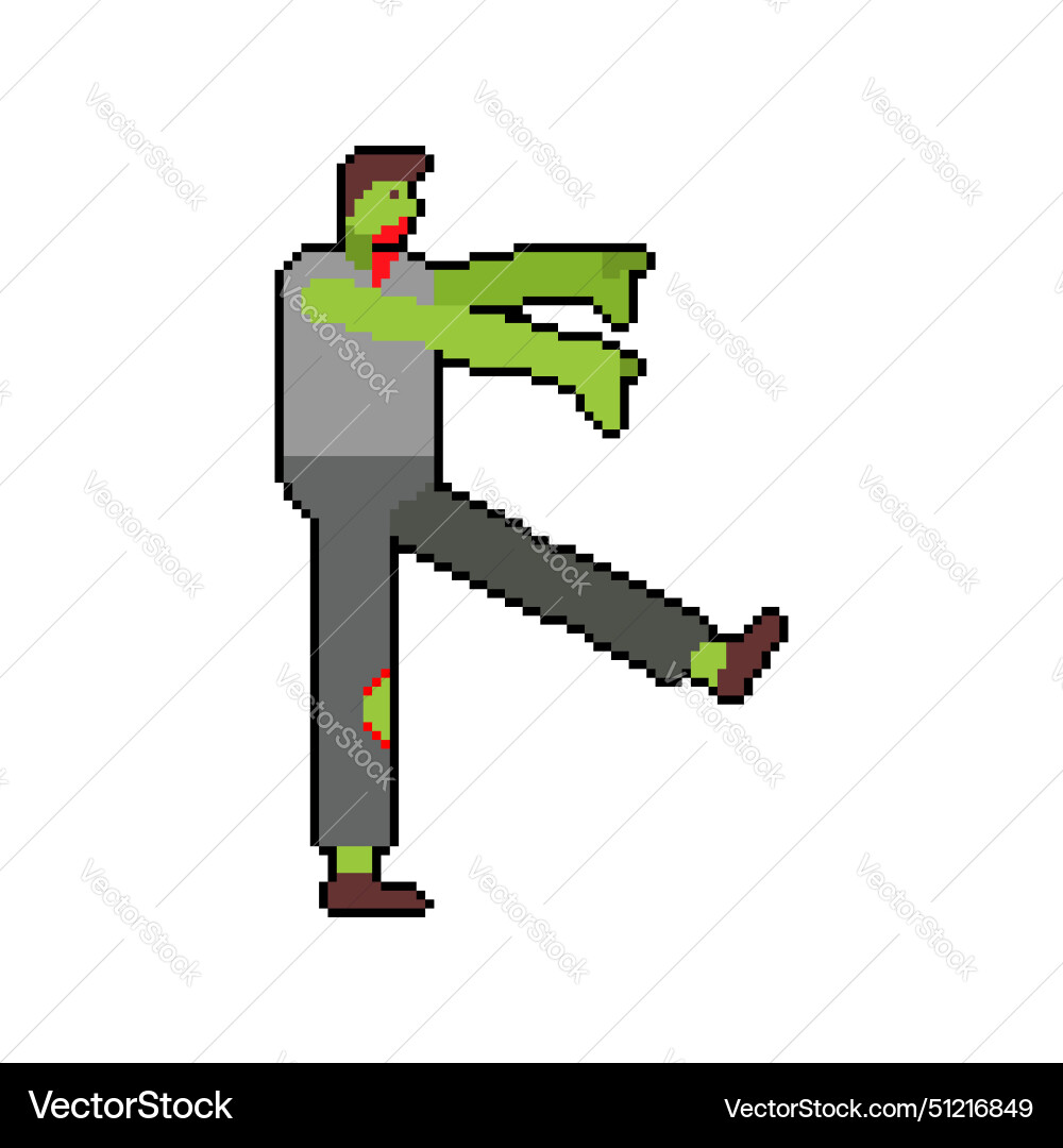 Zombie pixel art pixelated zombi isolated 8 bit Vector Image