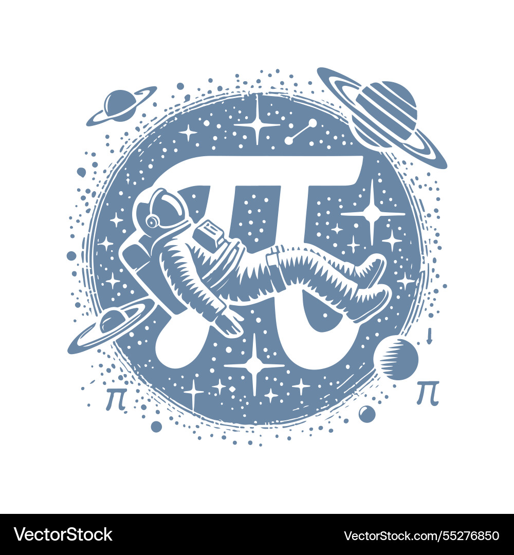 Astronaut and pi symbol silhouette for day Vector Image