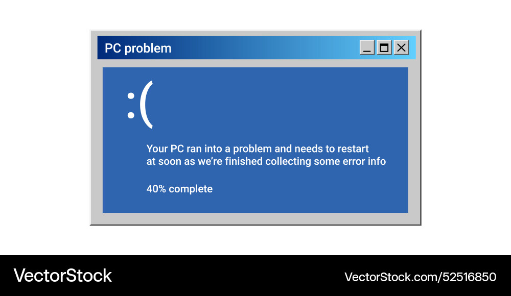Critical error of operating system blue screen Vector Image