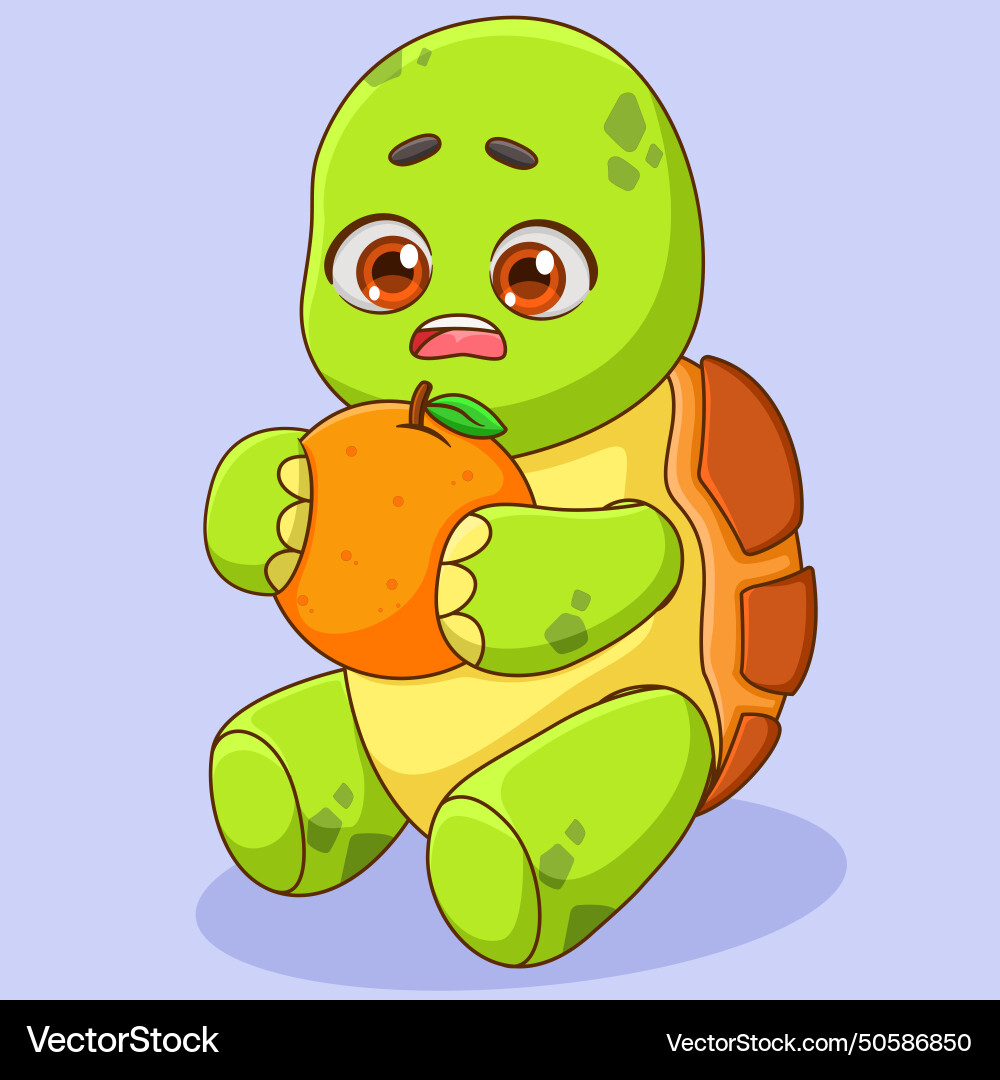 Cute turtle carrying oranges Royalty Free Vector Image