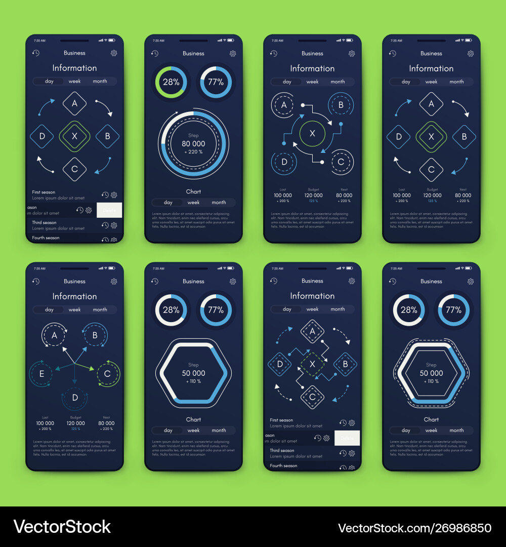 Graphics set mobile infographics stock Royalty Free Vector
