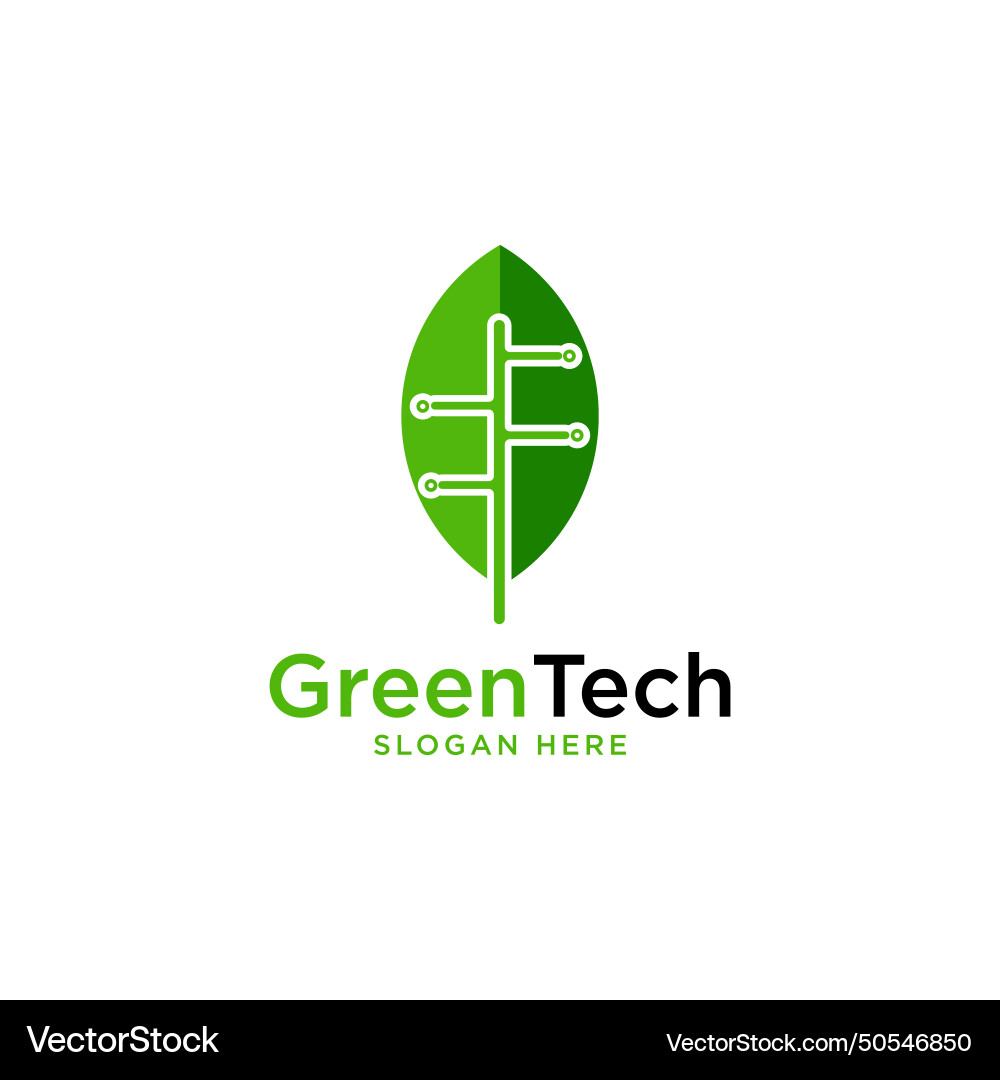 Green tech logo template design emblem de Vector Image