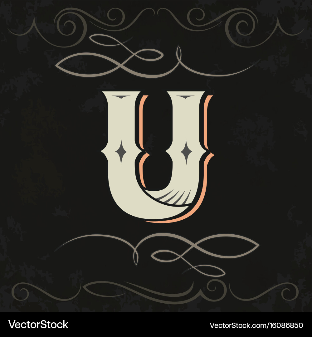 Retro style western letter design u Royalty Free Vector