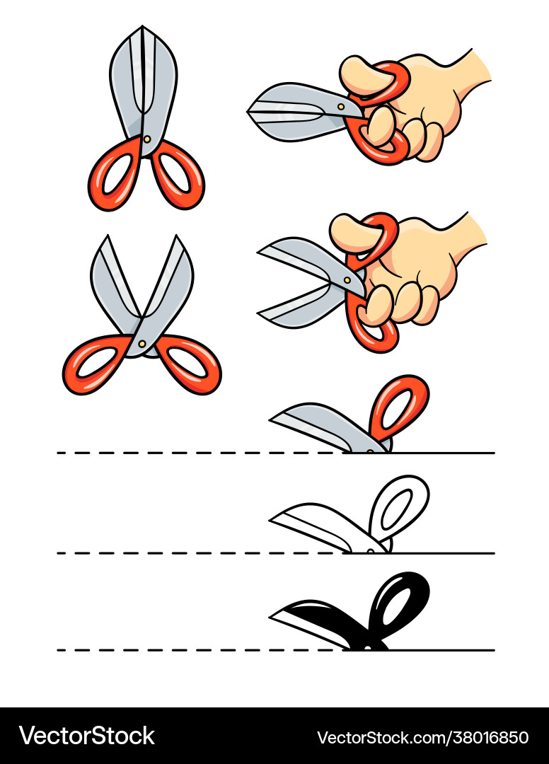 Scissors in arm cut paper Royalty Free Vector Image