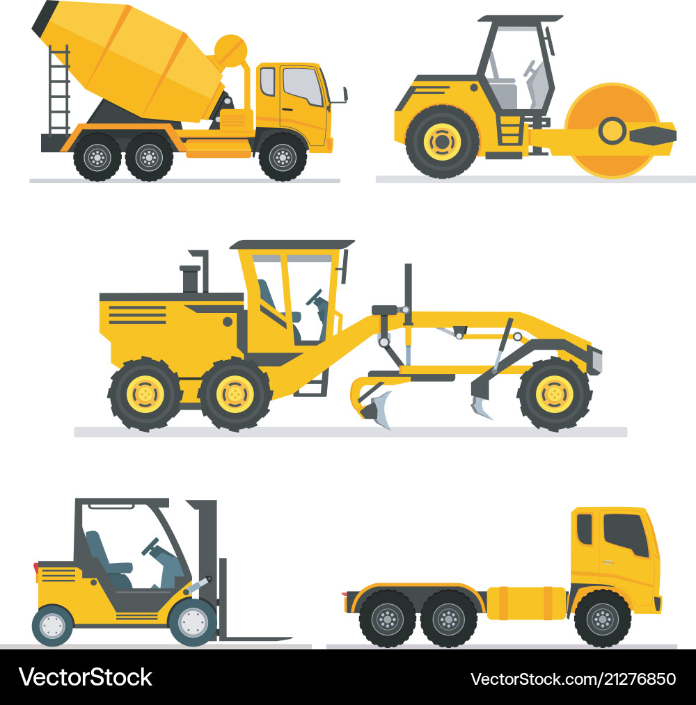 Set of construction heavy machines vehicles Vector Image
