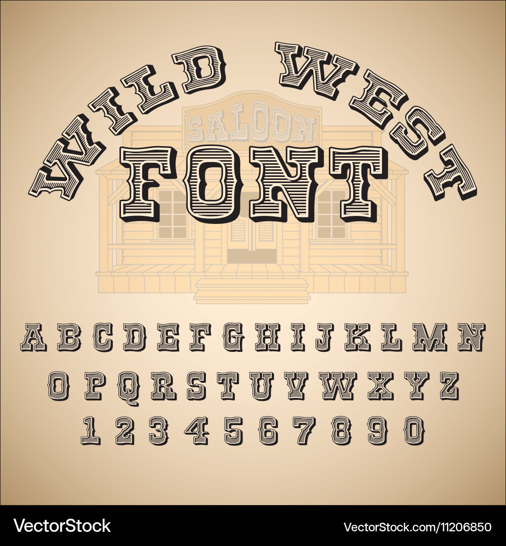 Western Font Collection - ABC Alphabet Royalty Free Vector