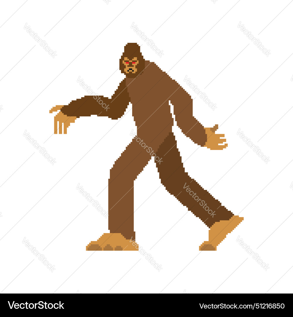 Yeti pixel art pixelated bigfoot isolated 8 bit Vector Image