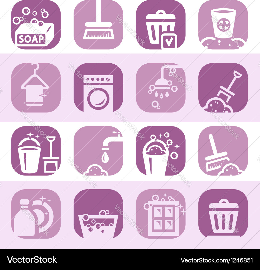 Color cleaning icons set Royalty Free Vector Image