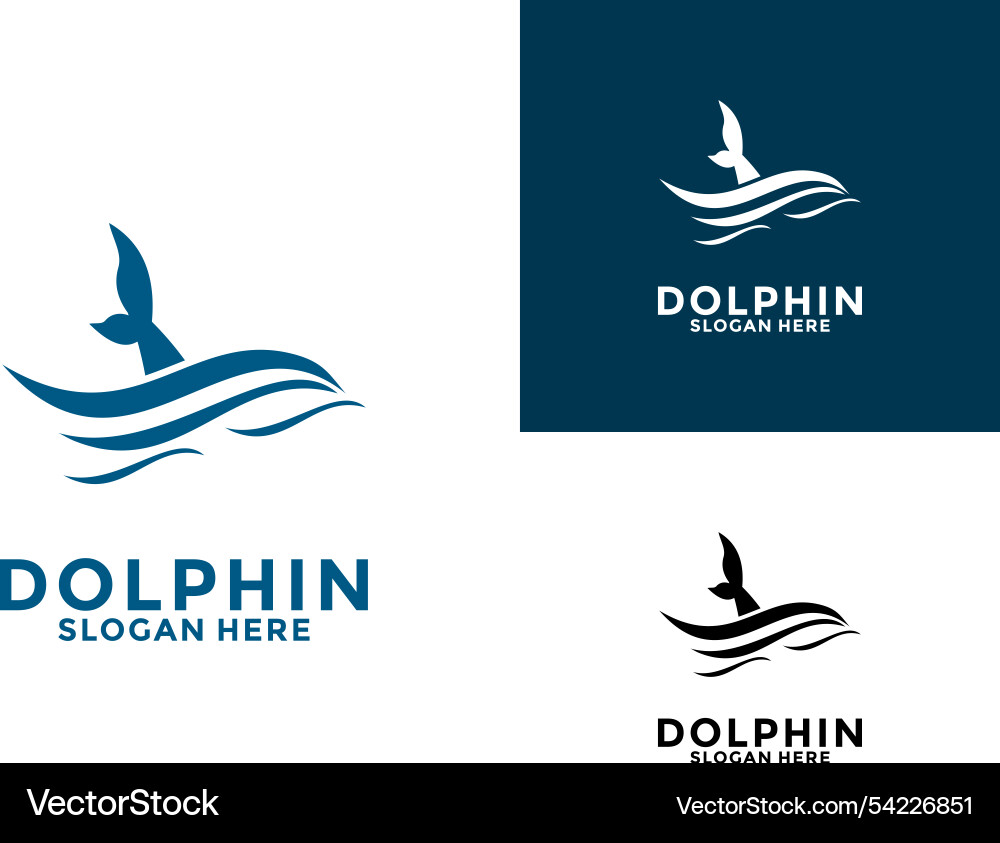 Dolphin tail logo design swimming Royalty Free Vector Image