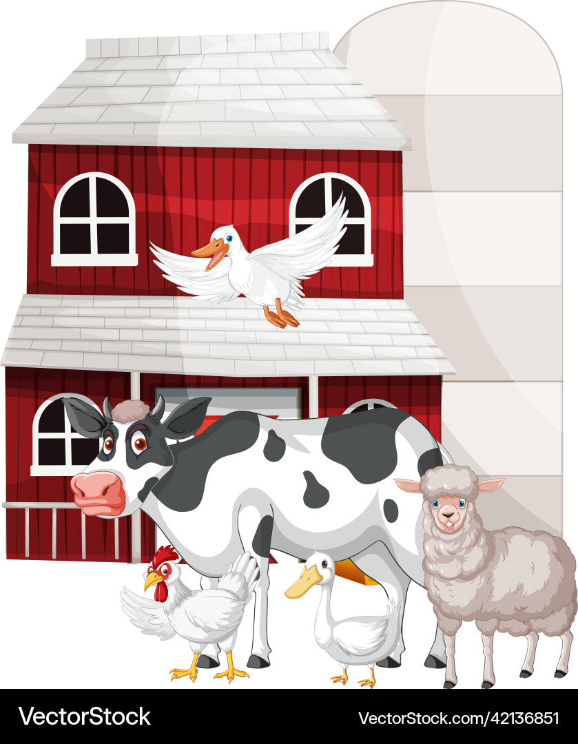 Farming theme with many animals Royalty Free Vector Image
