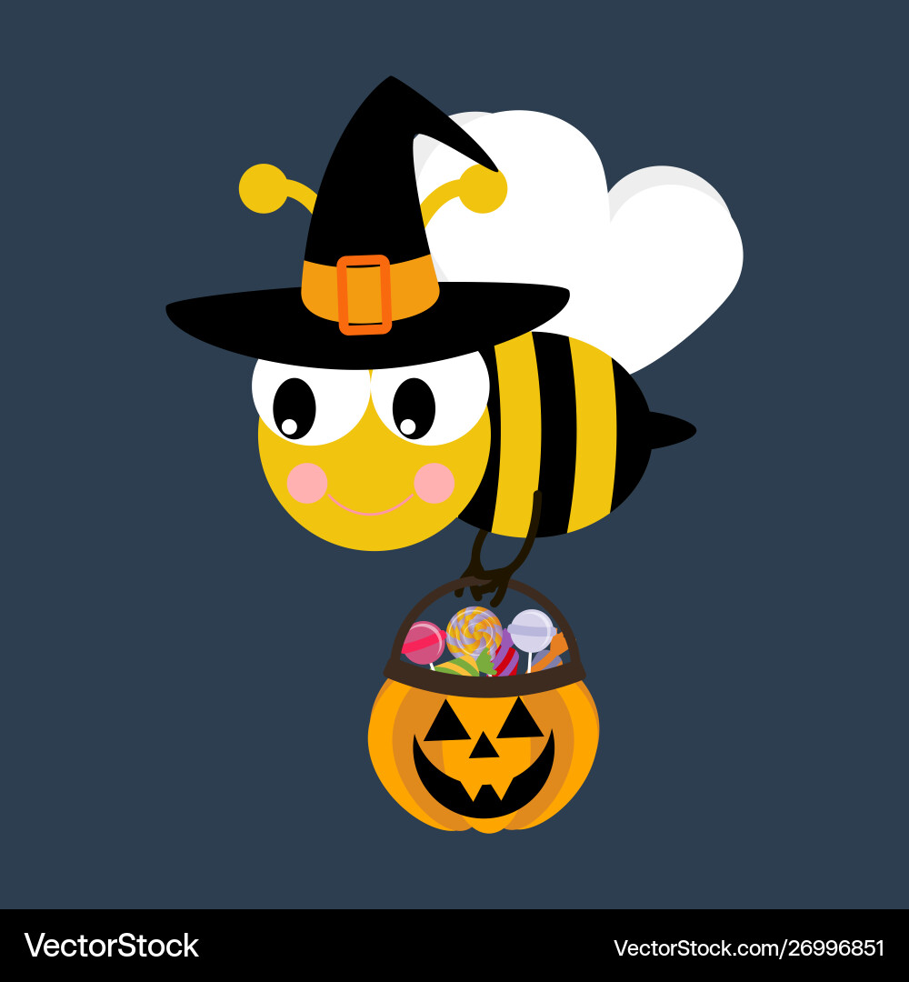 Halloween bee in witch costume Royalty Free Vector Image