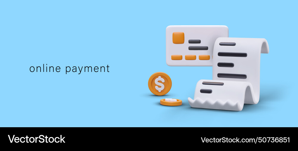 Online payment concept 3d credit card coin paper Vector Image