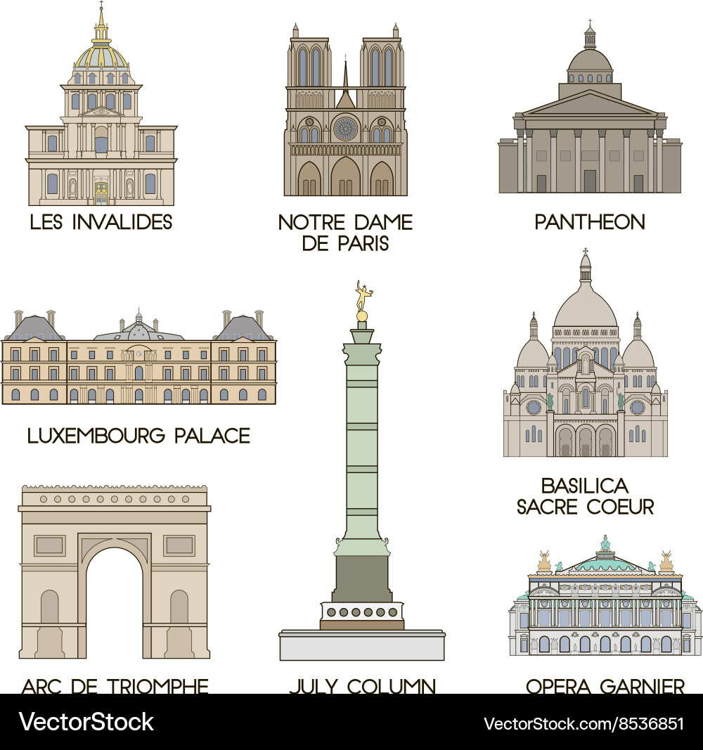 Paris Landmarks Royalty Free Vector Image - VectorStock