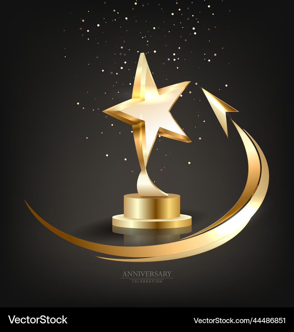 Realistic golden star trophy award Royalty Free Vector Image