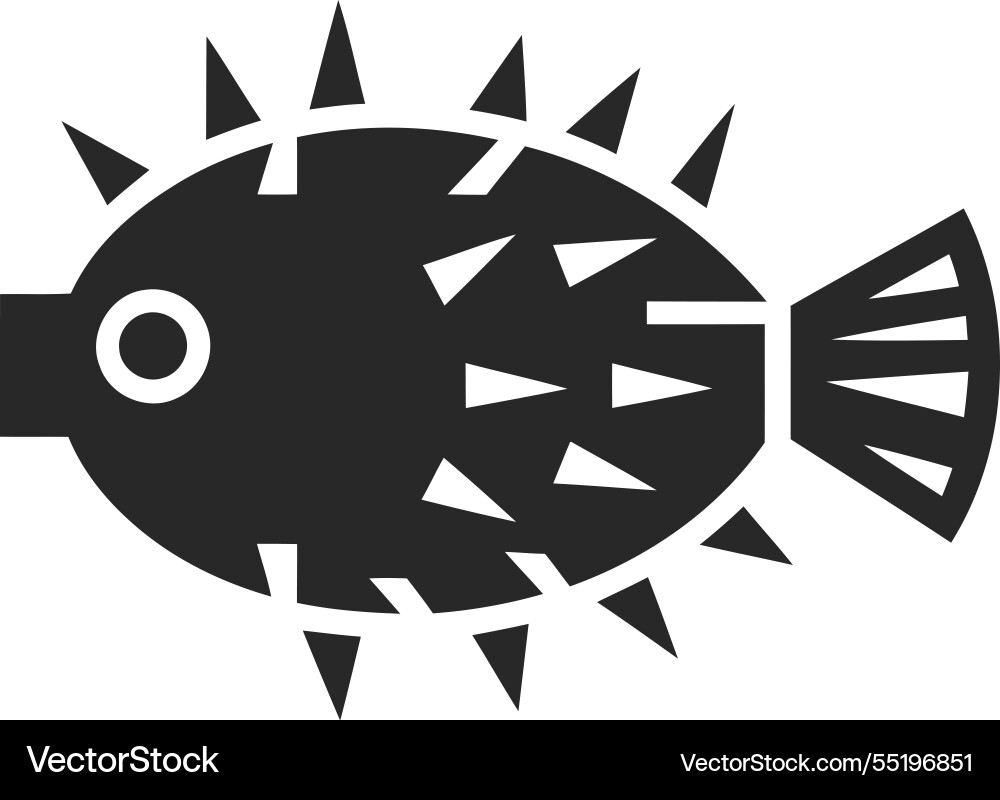 Rounded spiky fish icon Royalty Free Vector Image