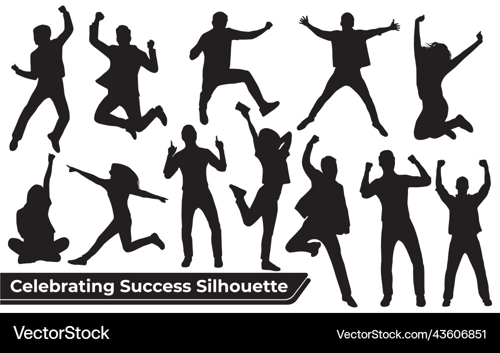 Sammlung von feiern Erfolg Silhouette Lizenzfreier Vektor
