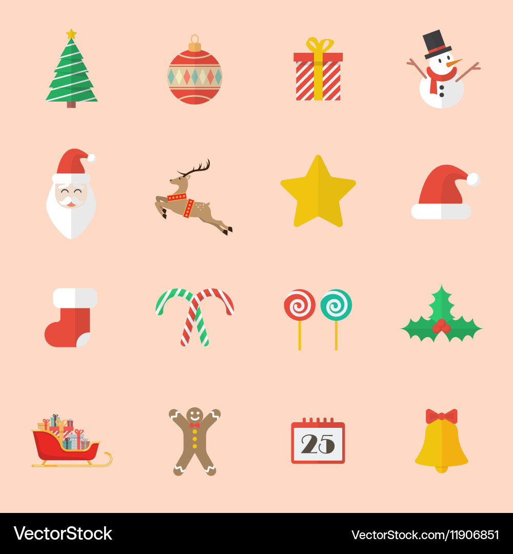 Set of christmas flat icon Royalty Free Vector Image