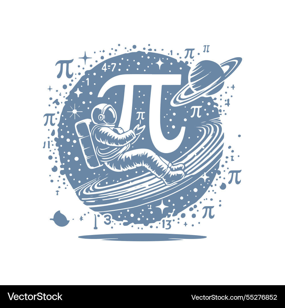 Astronaut and pi symbol silhouette for day Vector Image