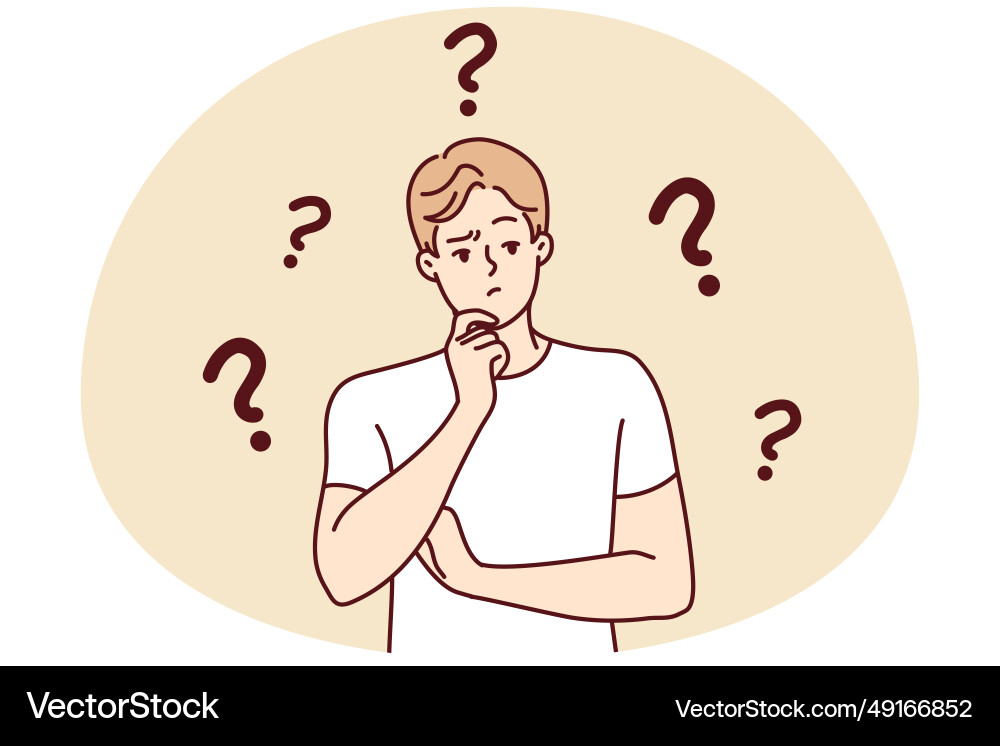 Confused man thinking of problem solution Vector Image