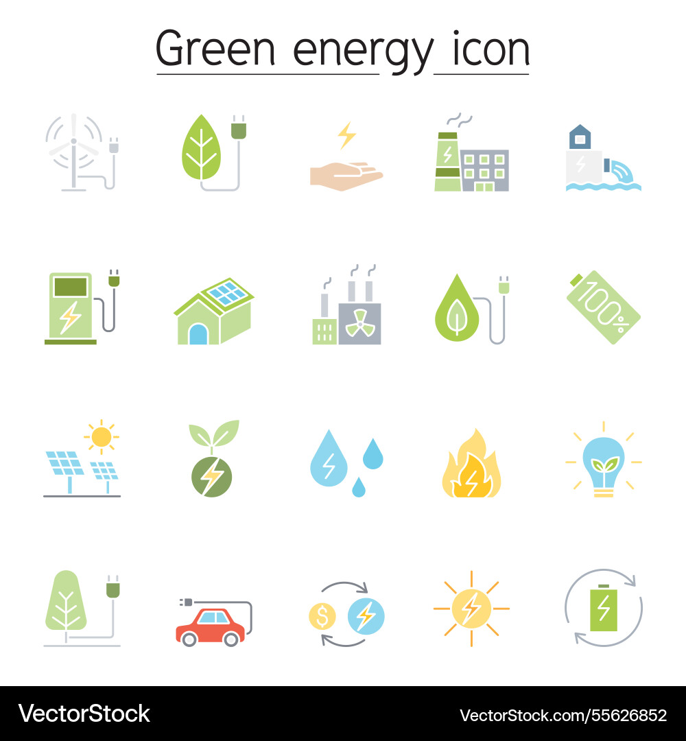 Green energy icon set Royalty Free Vector Image