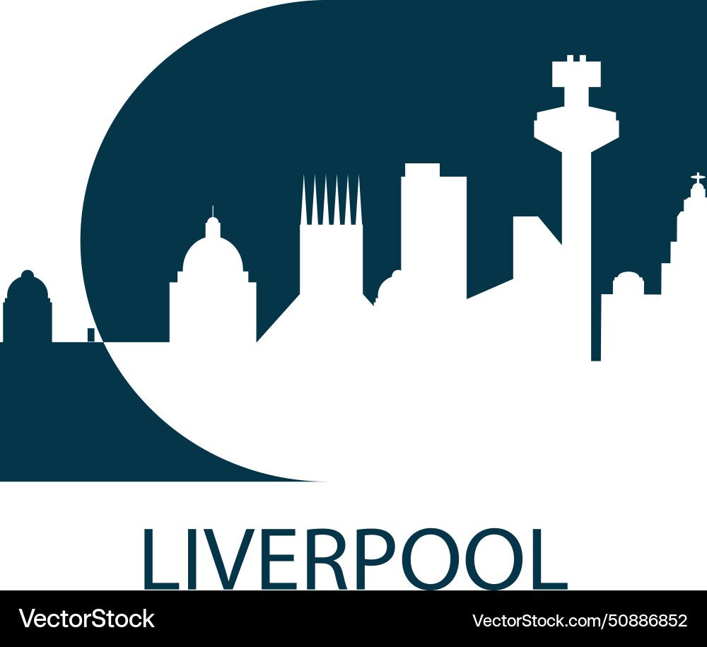 Liverpool city skyline silhouette logo Royalty Free Vector