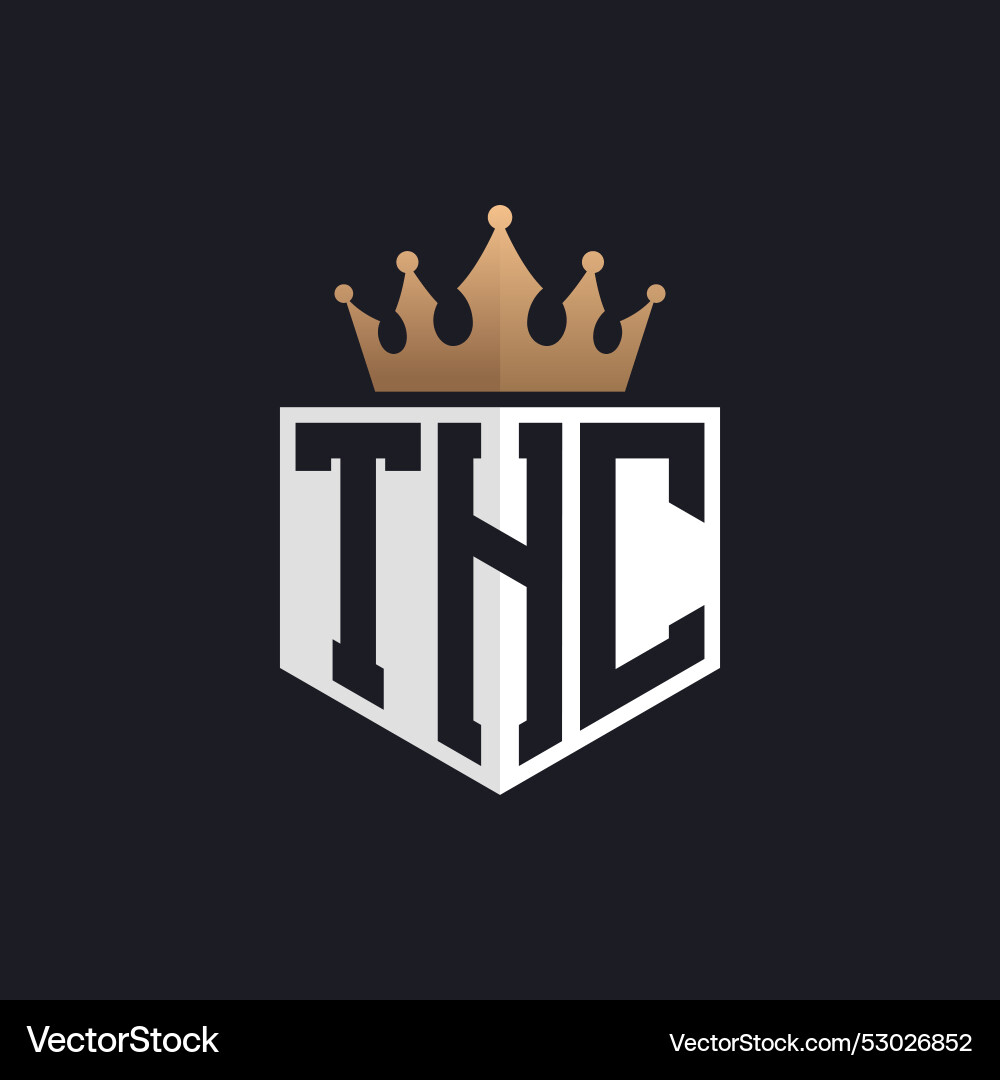 Luxury thc logo with crown elegant initials Vector Image
