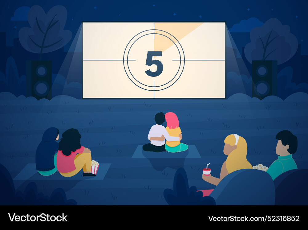 Open air cinema concept Royalty Free Vector Image