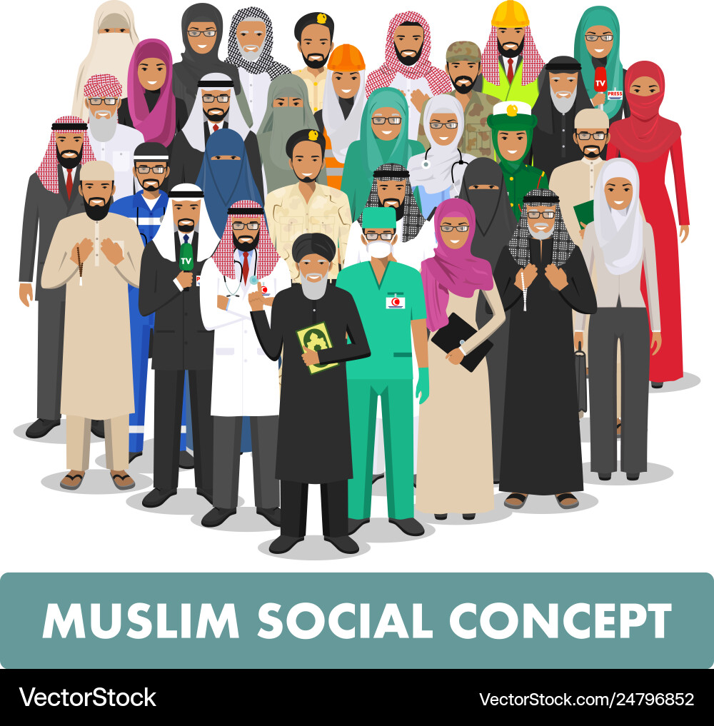 Social concept group muslim arabic people Vector Image