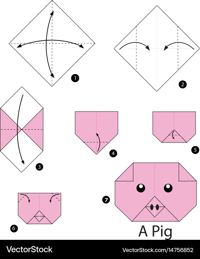Step by instructions how to make origami Vector Image