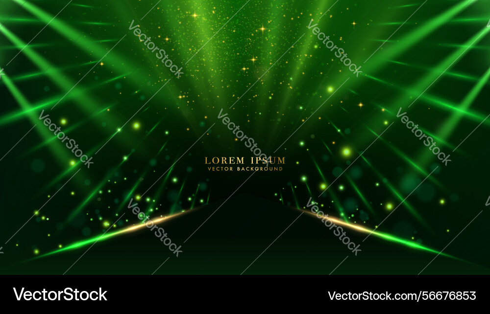 Abstract glowing green light rays with sparkle Vector Image