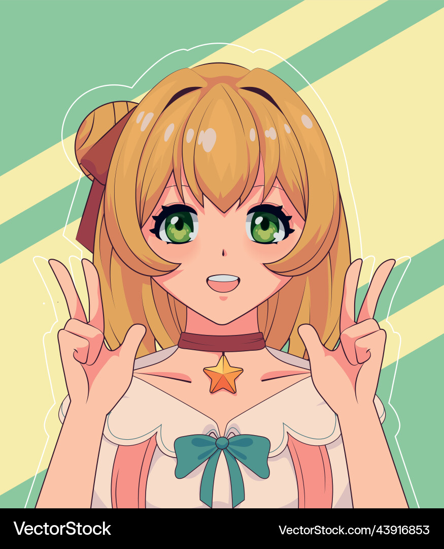 Anime happy girl Royalty Free Vector Image - VectorStock