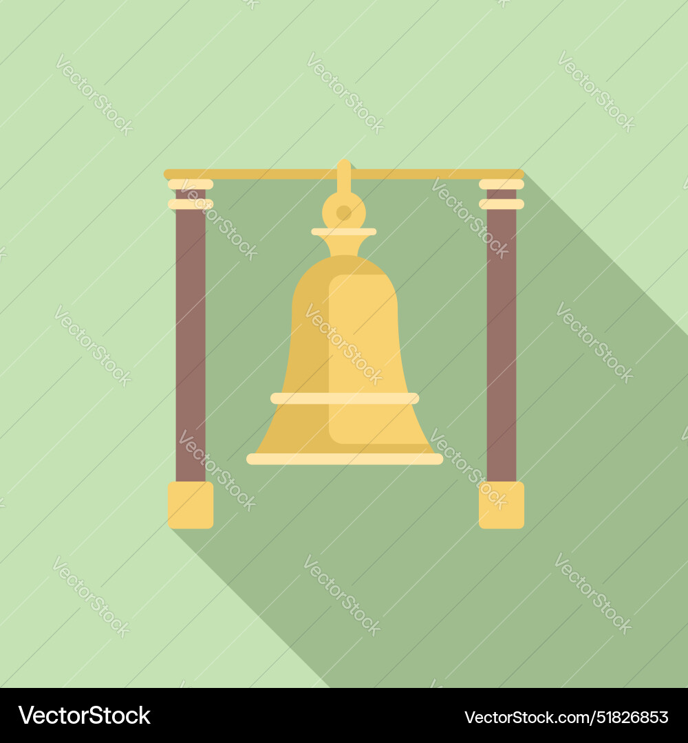 Big golden bell hanging between columns icon Vector Image