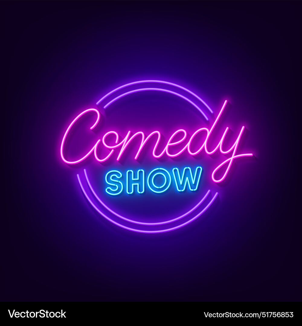 Comedy night sign on dark background Royalty Free Vector