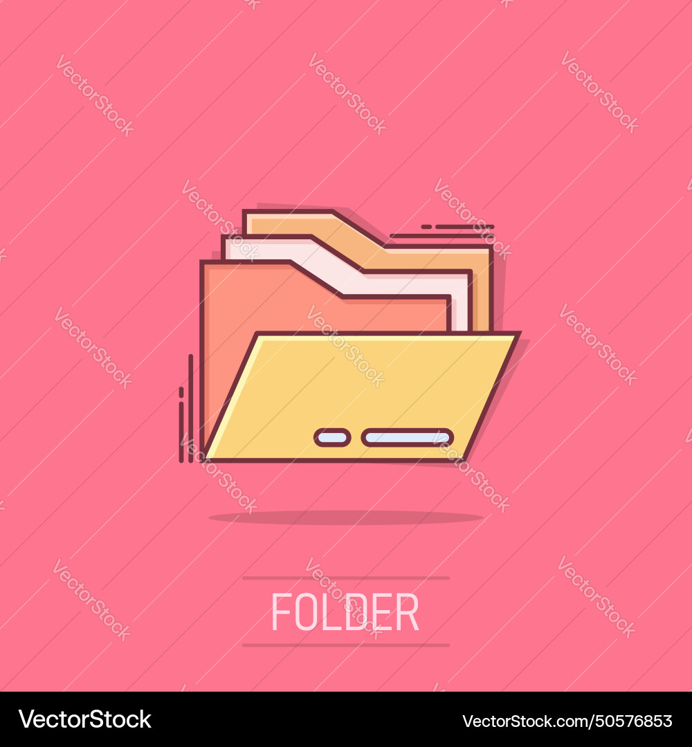 File folder icon in comic style documents archive Vector Image
