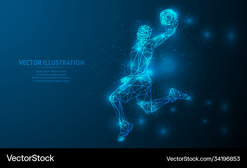 Glowing basketball on blue abstract background Vector Image
