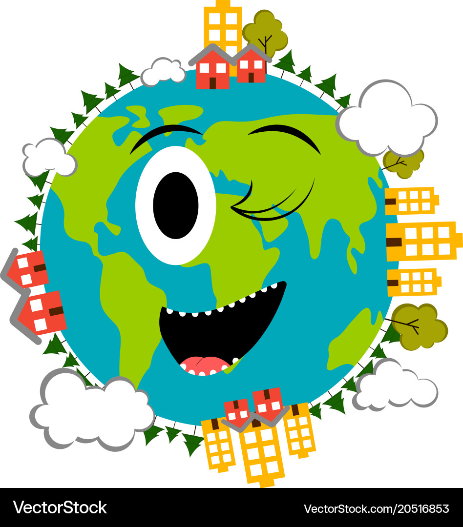 Happy earth emote day Royalty Free Vector Image