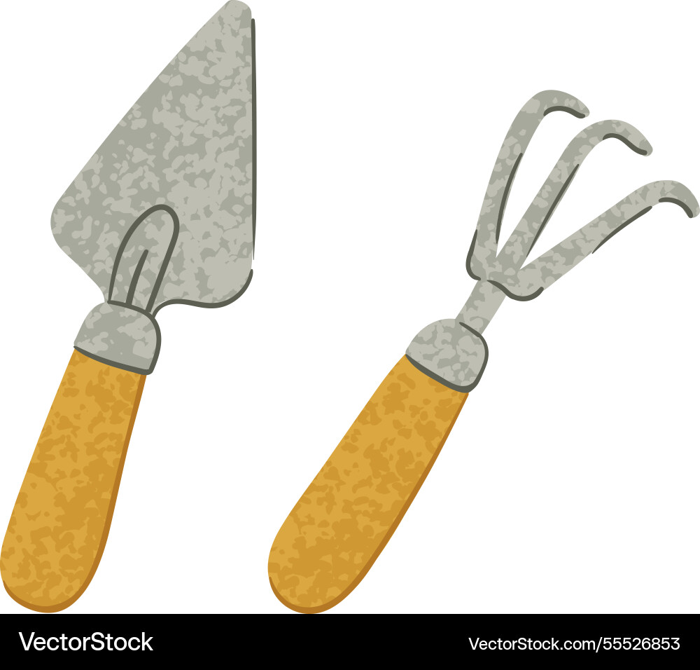 Hoe and garden trowel colorful Royalty Free Vector Image
