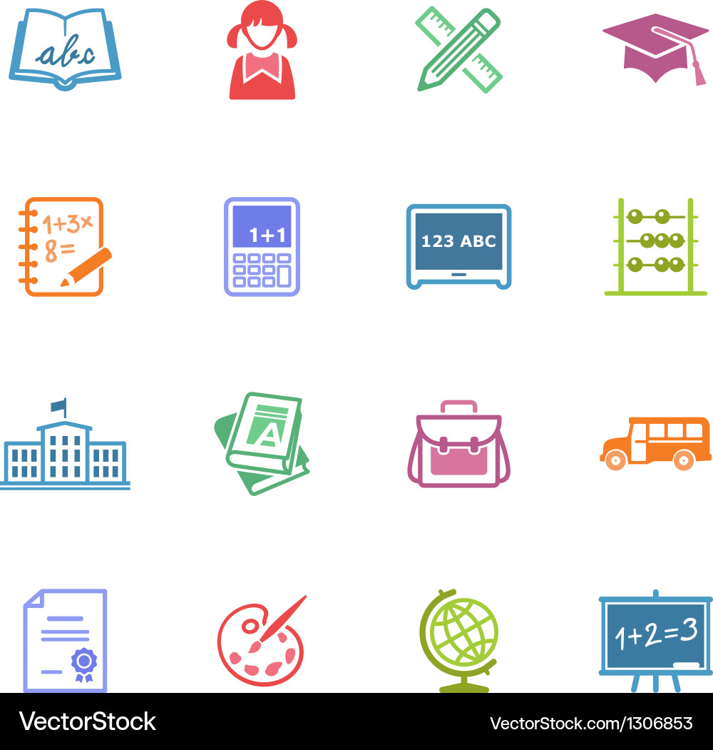Schul- und Bildungssymbole Set Lizenzfreies Vektorbild