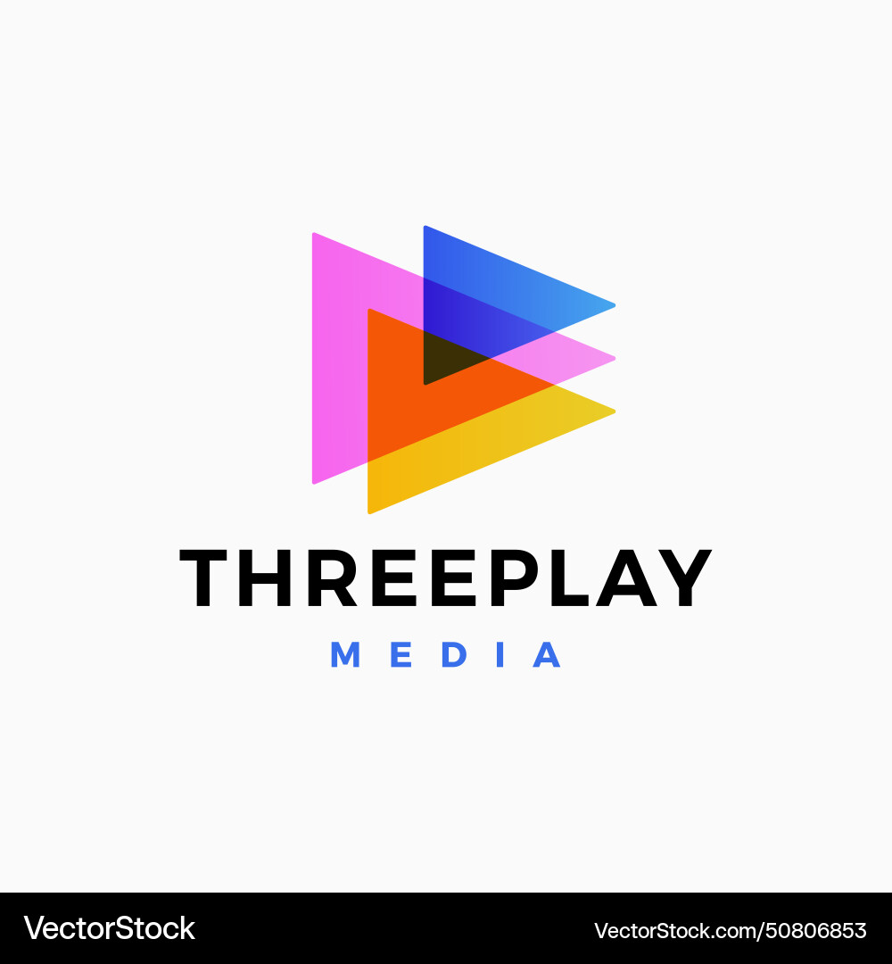 Three triangle play logo colorful gradient icon Vector Image