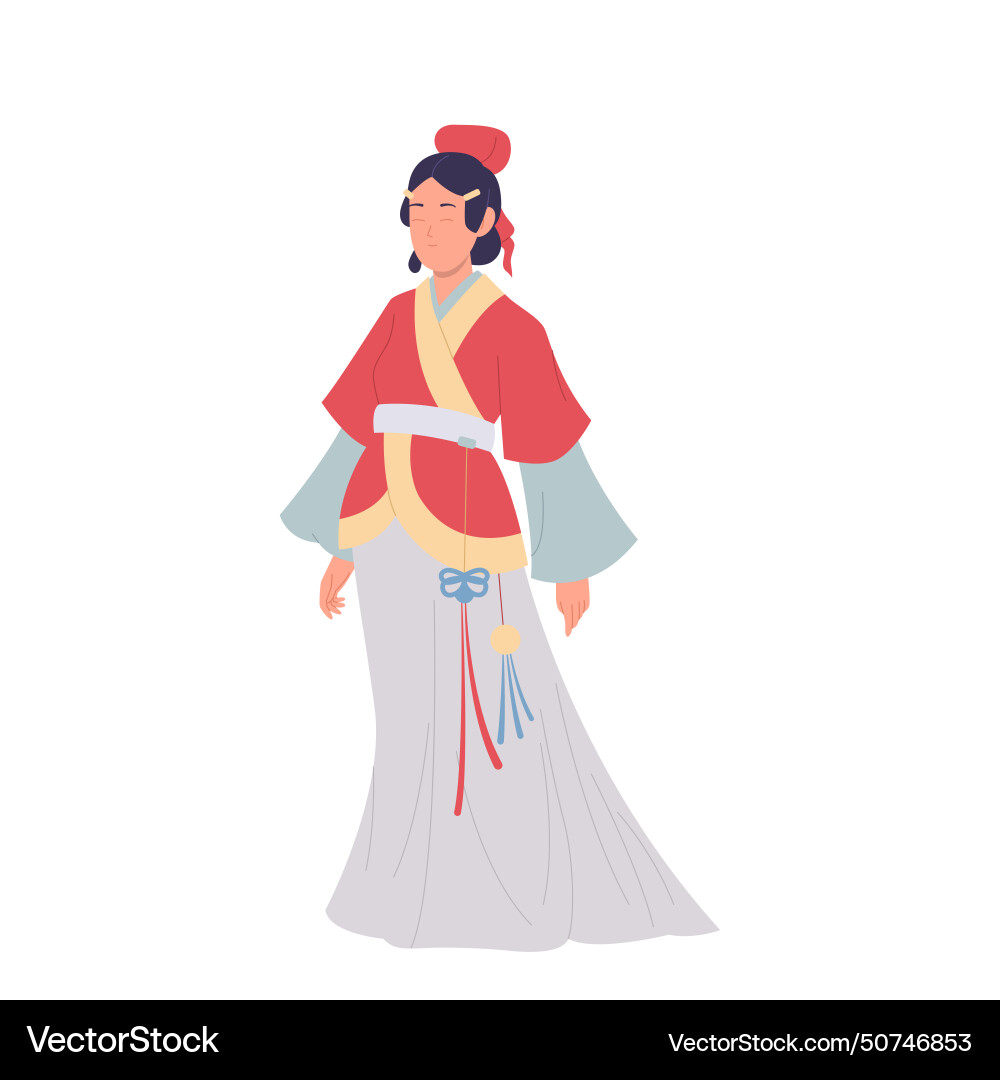 Young beautiful chinese woman cartoon character Vector Image Young beautiful chinese woman cartoon character Vector Image