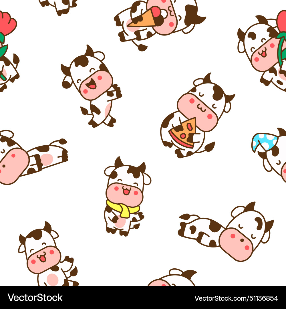 Beautiful cow cartoon character seamless pattern Vector Image