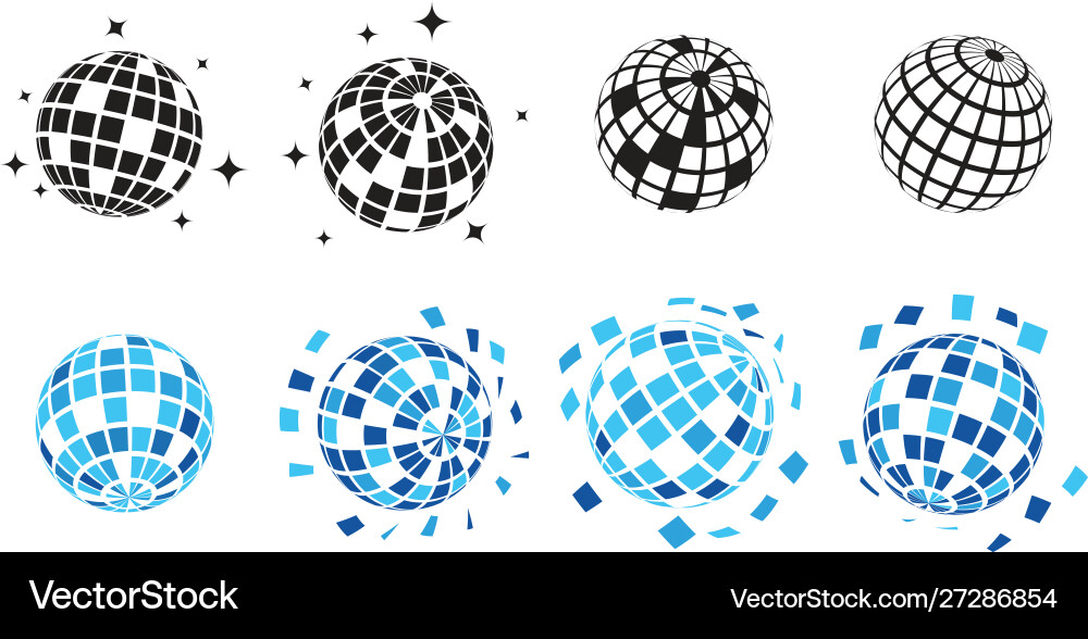 Disco ball collection set graphic design template Vector Image
