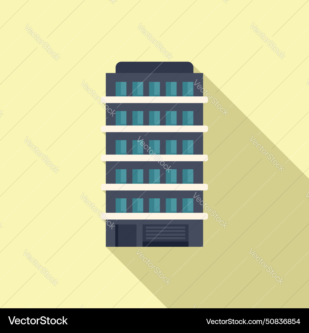 Facade multistory building icon flat Royalty Free Vector