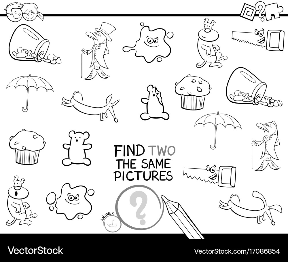 Find two the same pictures coloring page Vector Image